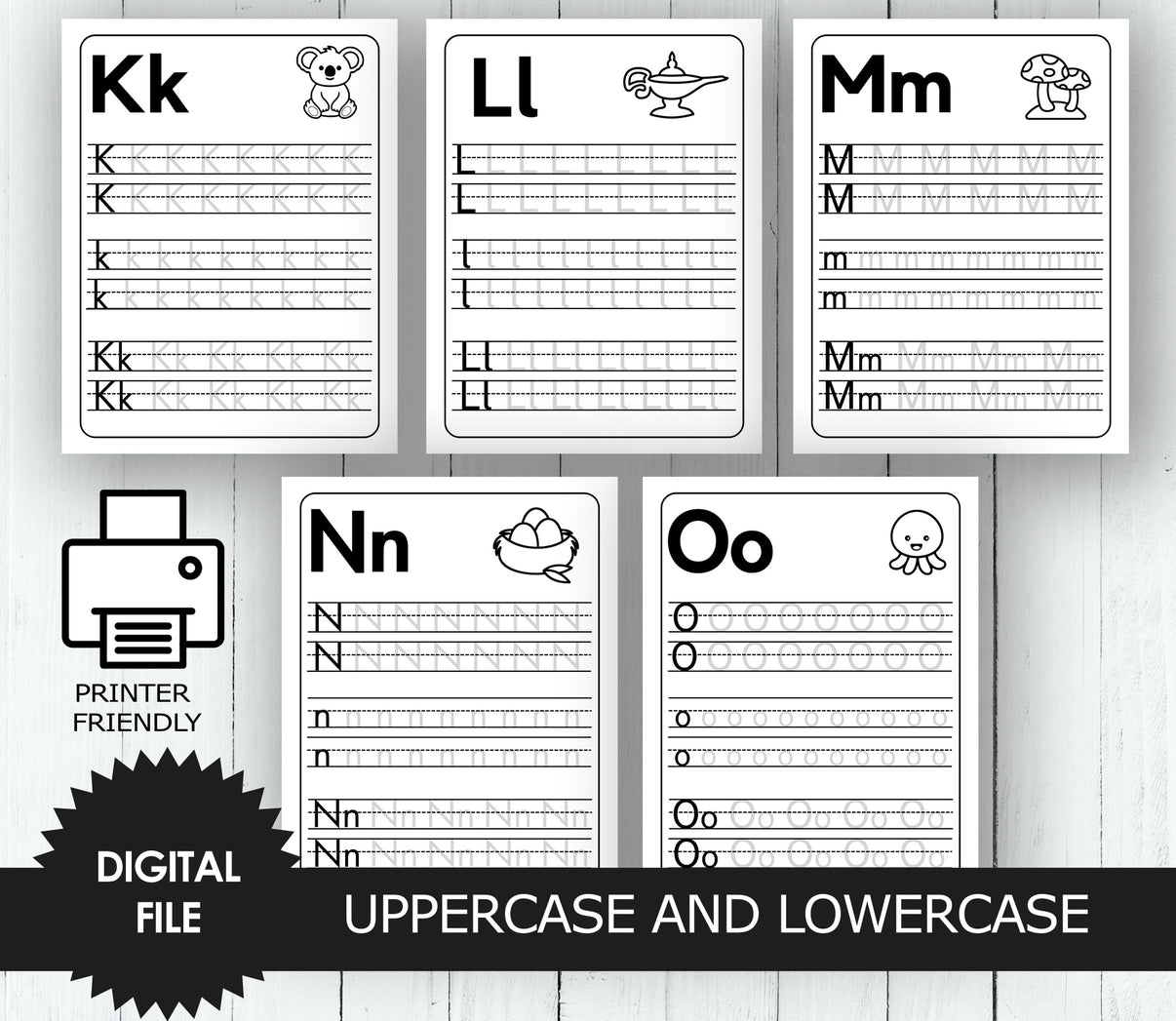 Alphabet Letter Tracing A-Z, Uppercase and Lowercase, Kindergarten and ...