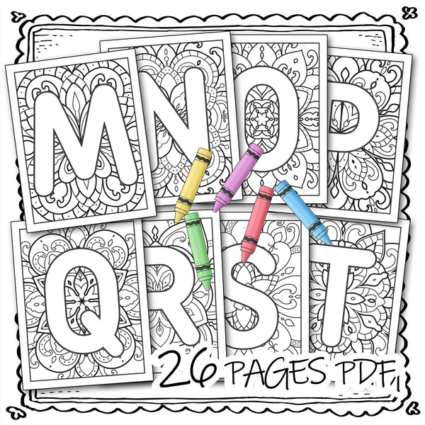 Alphabet Mandala Coloring Pages For Kids, Printable Preschool Kinderga ...