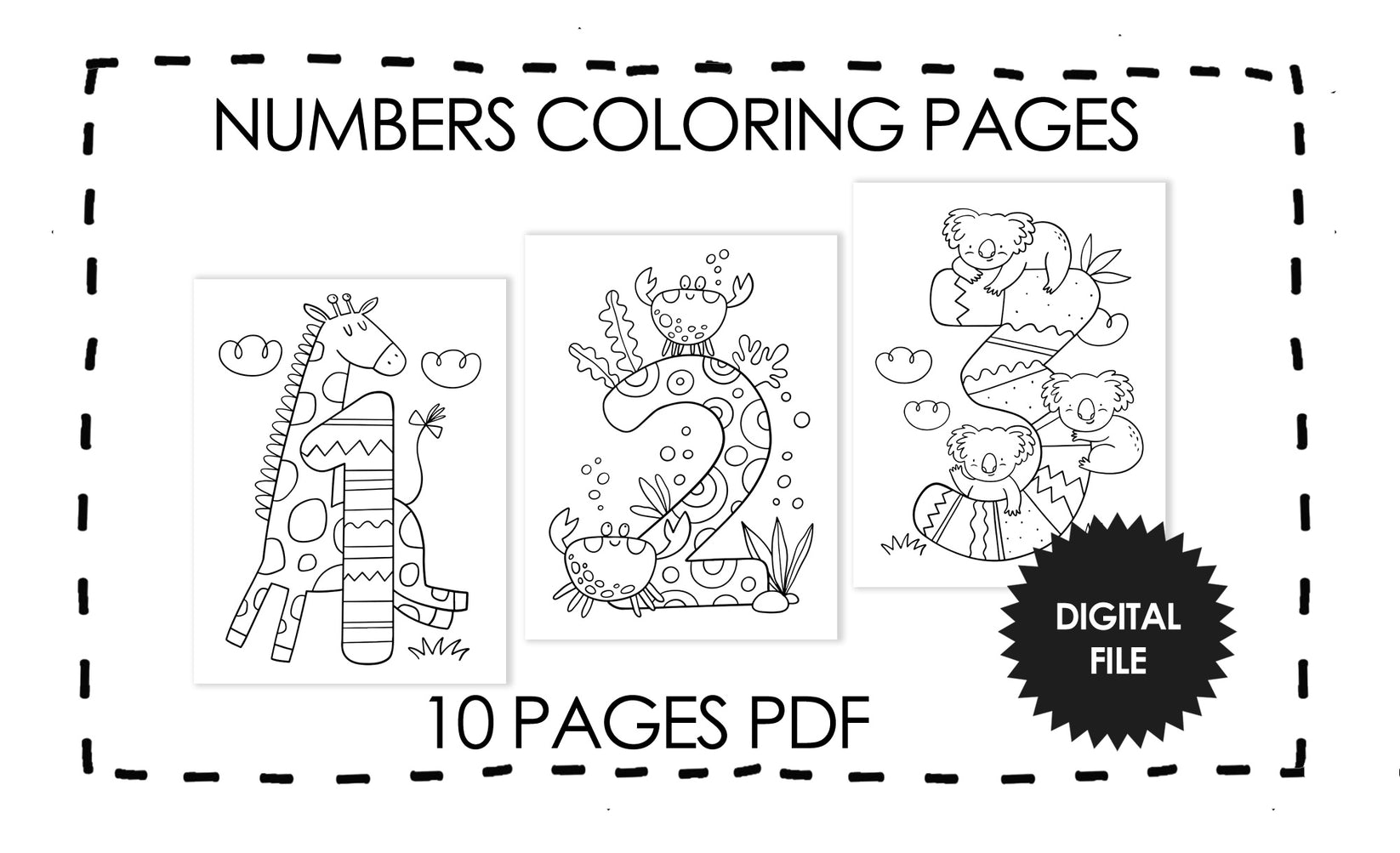 Numbers Coloring Pages for Kids, Preschool 123 Coloring Book, Kids Pri ...