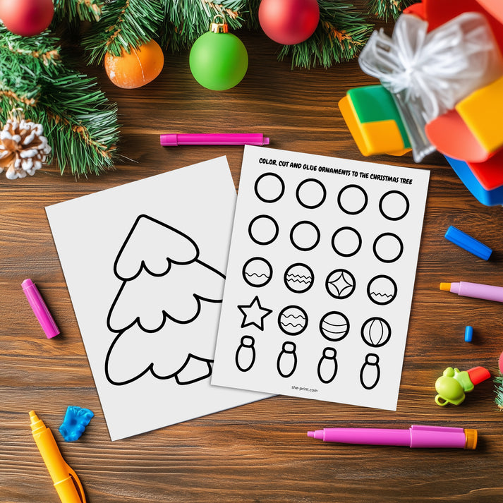 Make A Christmas Tree Template For Kids, Color Cut and Glue Activity ...