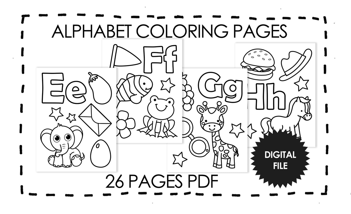 Alphabet Coloring Pages for Kids, Preschool ABC Coloring Book, Kids Pr ...