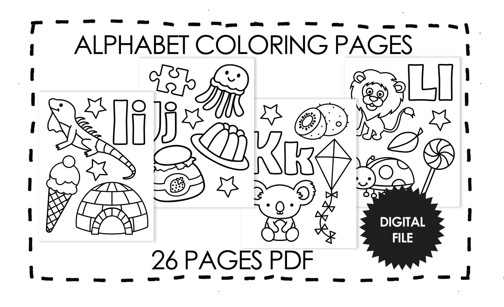 Alphabet Coloring Pages for Kids, Preschool ABC Coloring Book, Kids Pr ...